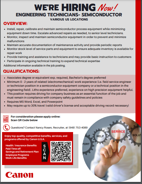 29922 Engineering Technician III, Cryo Overhaul Technician